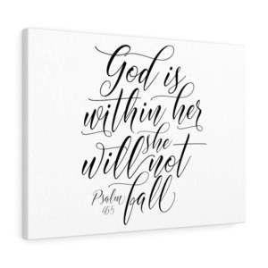 Printify | Art | Scripture Sign She Will Not Fall Psalm 465 White Bible ...